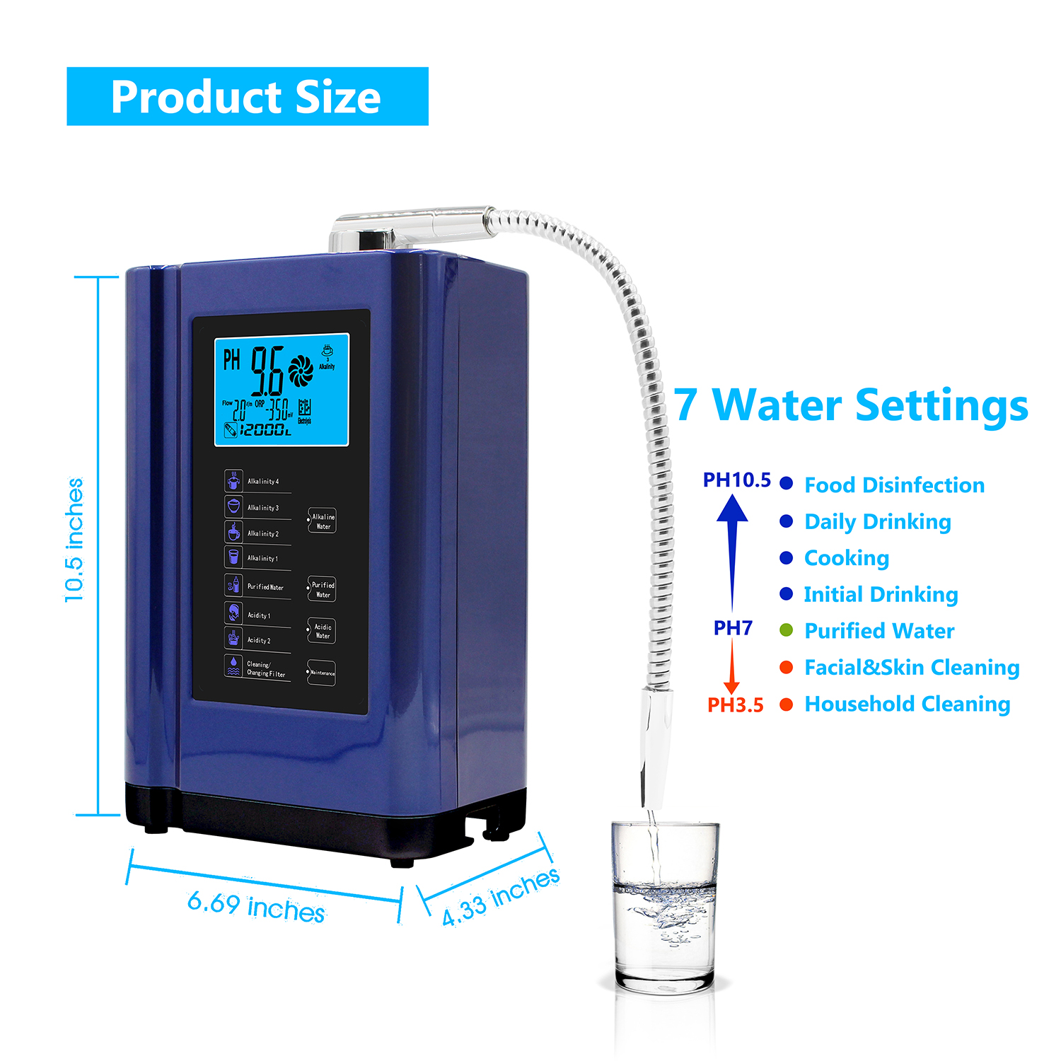 5 plates hydrogen water ionizer electrolyte machine