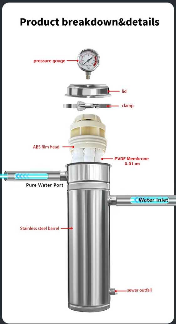 5/8/10 T/H No-Pipe-Disassembly Stainless Steel Ultrafiltration Water ...
